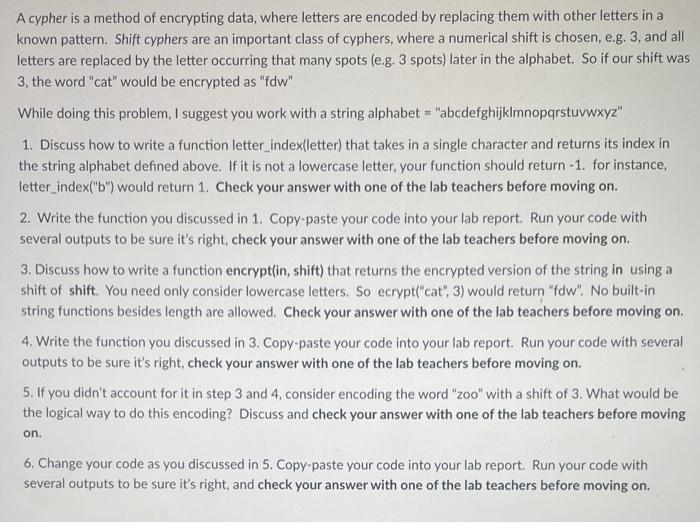 Solved A cypher is a method of encrypting data, where | Chegg.com