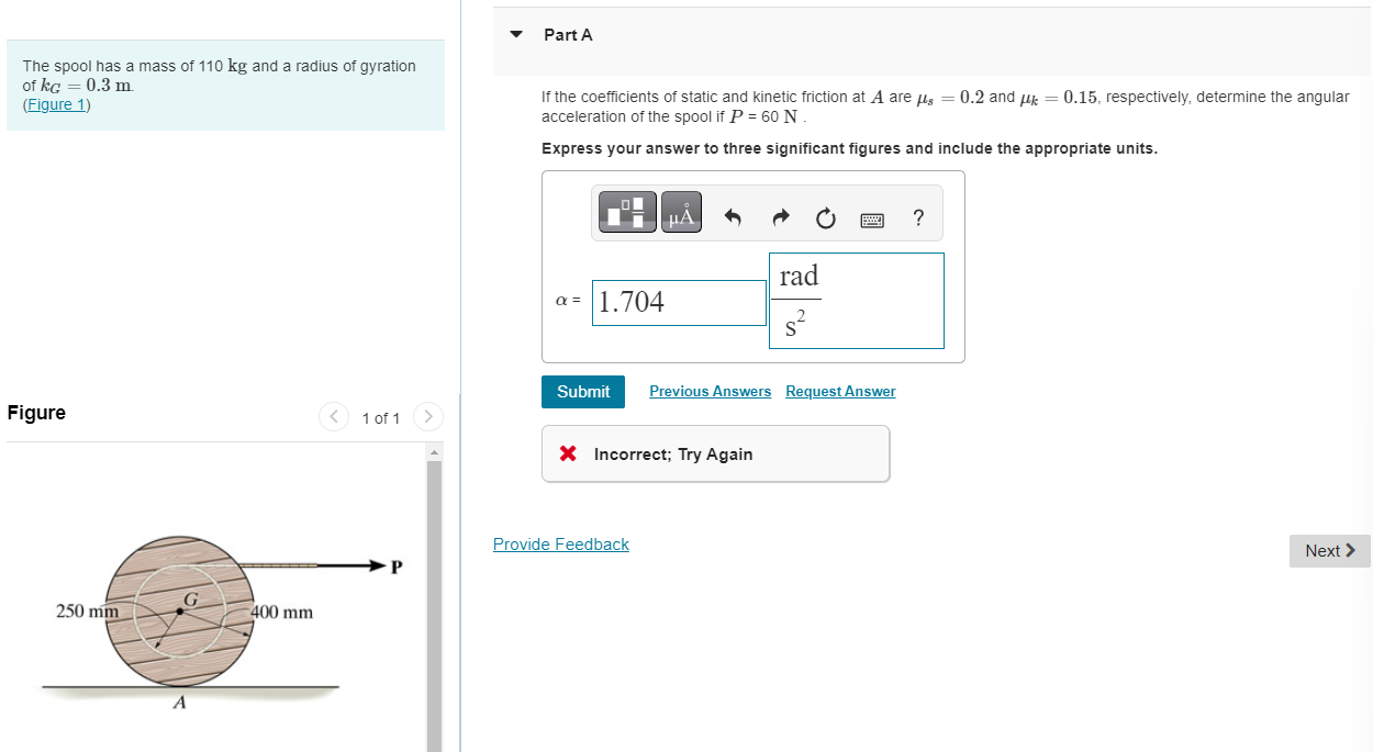 Solved The spool has a mass of 110kg ﻿and a radius of | Chegg.com