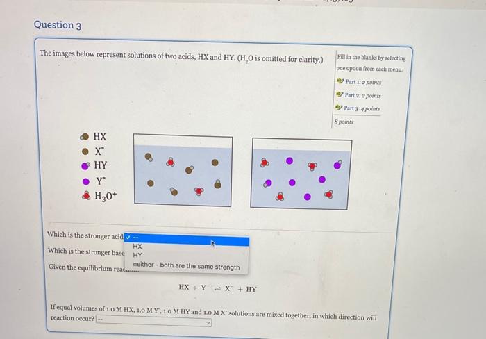 Solved images below represent solutions of two acids, HX and | Chegg.com