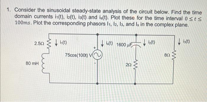 Solved 1. Consider the sinusoidal steady-state analysis of | Chegg.com
