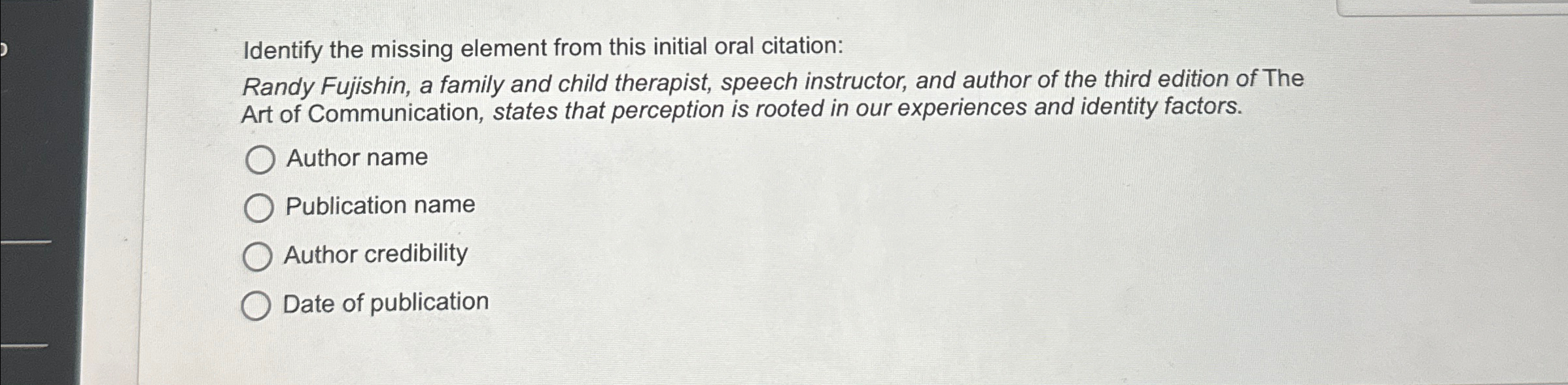 Solved Identify the missing element from this initial oral | Chegg.com