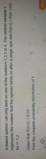 Solved A biased spinner can only land on one of the numbers | Chegg.com