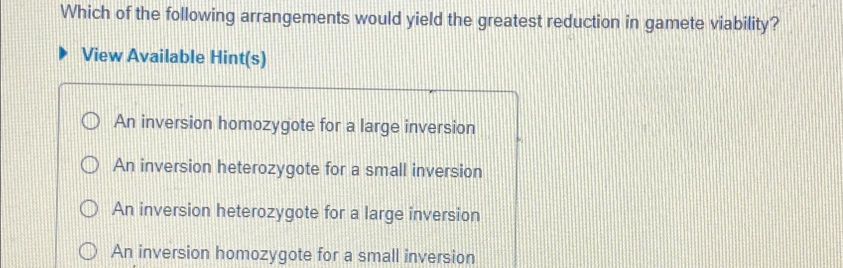 Solved Which of the following arrangements would yield the | Chegg.com
