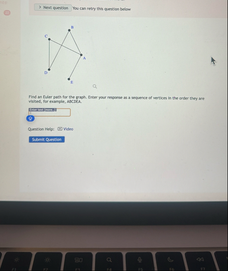 Solved You can retry this question below Find an Euler path | Chegg.com