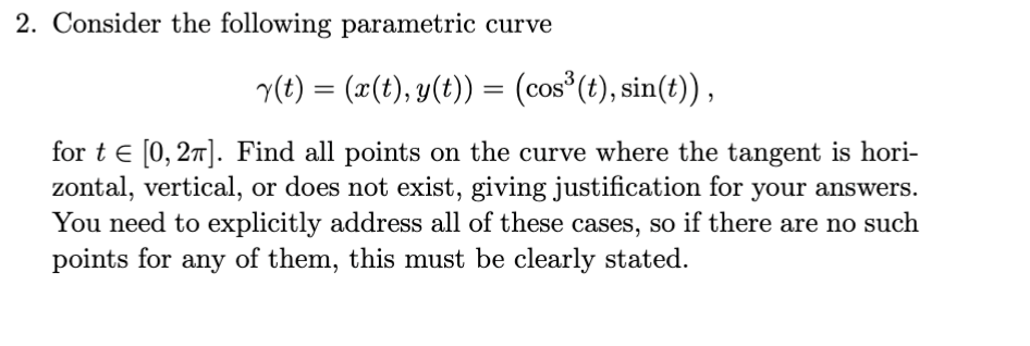 Solved Consider the following parametric | Chegg.com