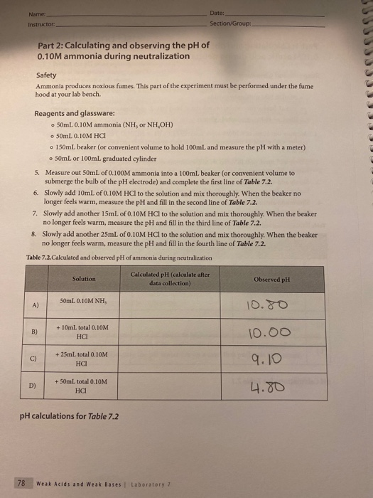 Solved Name: Instructor: Date: Section/Group: Part 1: | Chegg.com