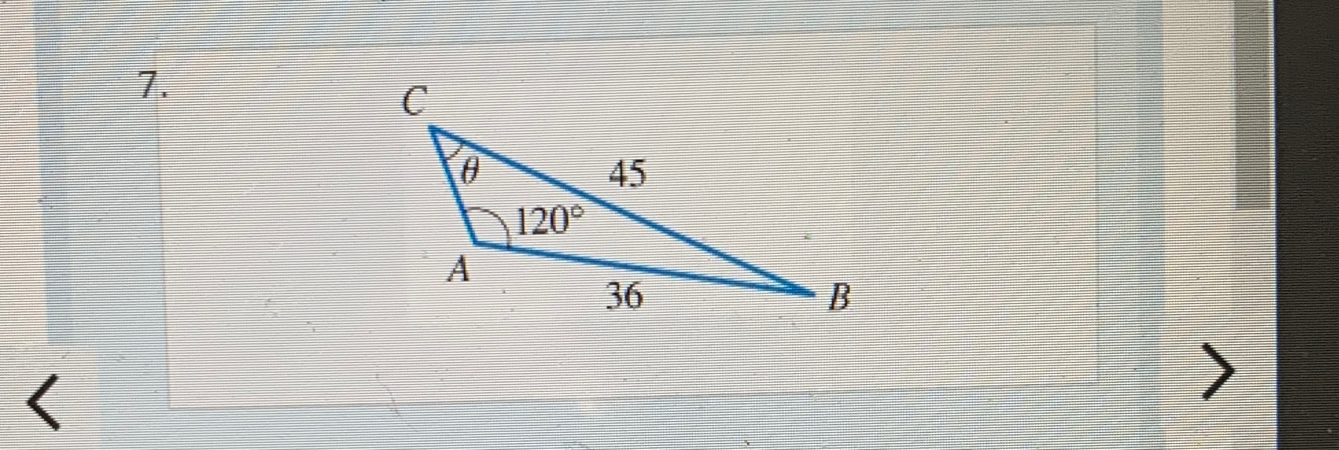 Solved Find theta using laws of sine | Chegg.com