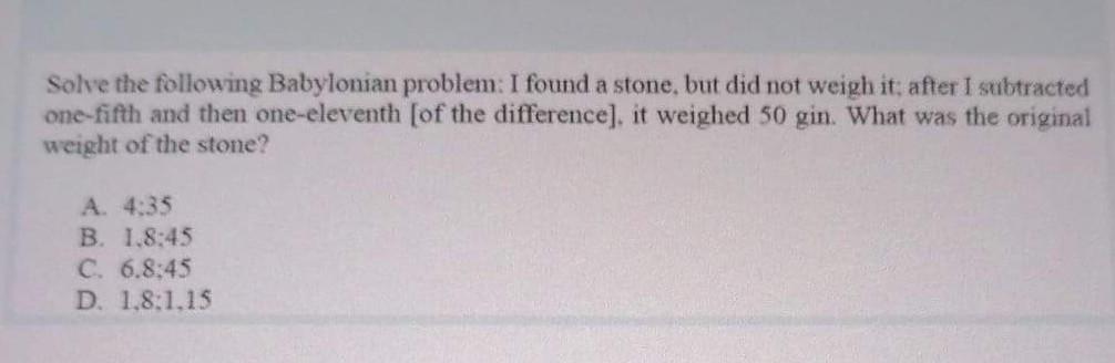 Solved Solve the following Babylonian problem: I found a | Chegg.com