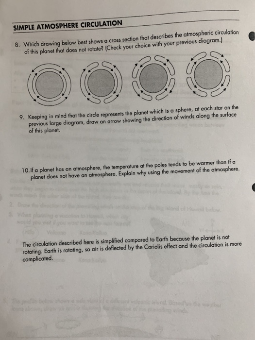 SIMPLE ATMOSPHERE CIRCULATION 8. Which drawing below | Chegg.com