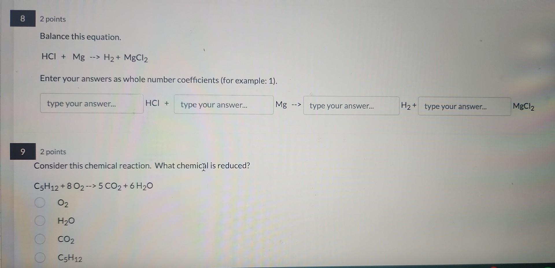 Solved Balance this equation. HCl+Mg→H2+MgCl2 Enter your | Chegg.com
