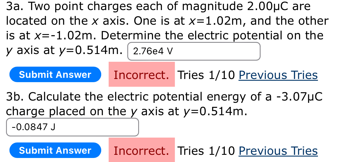 Solved 3a. ﻿Two point charges each of magnitude 2.00μC ﻿are | Chegg.com