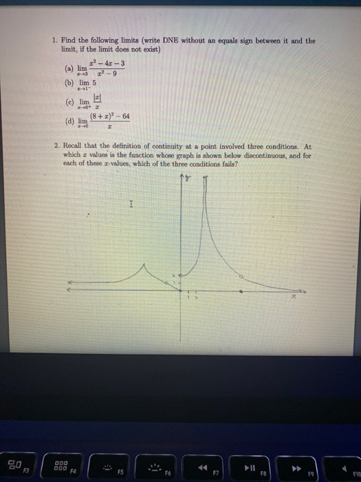 Solved (a) lim 1. Find the following limits (write DNE | Chegg.com