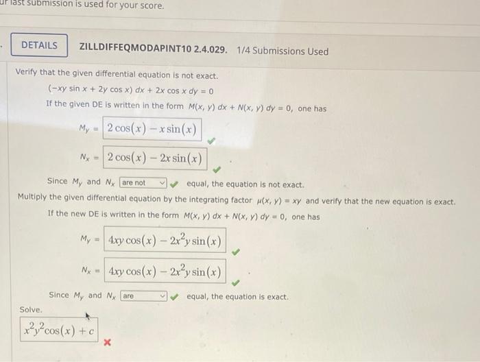Solved Verify that the given differential equation is not | Chegg.com