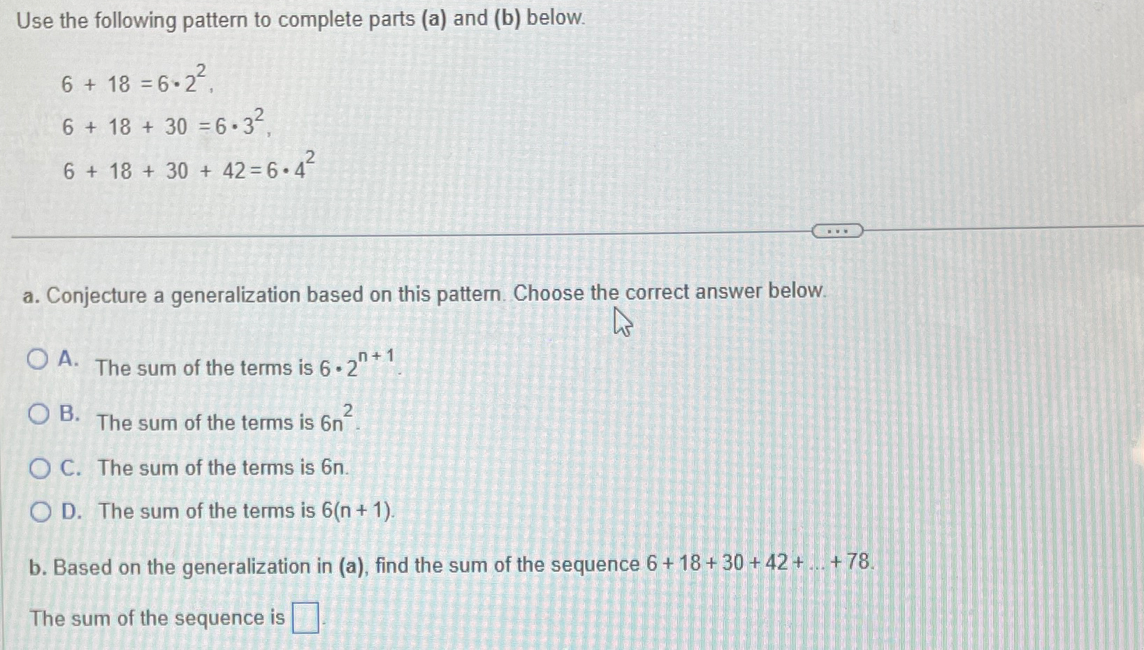 Solved Use the following pattern to complete parts (a) ﻿and | Chegg.com