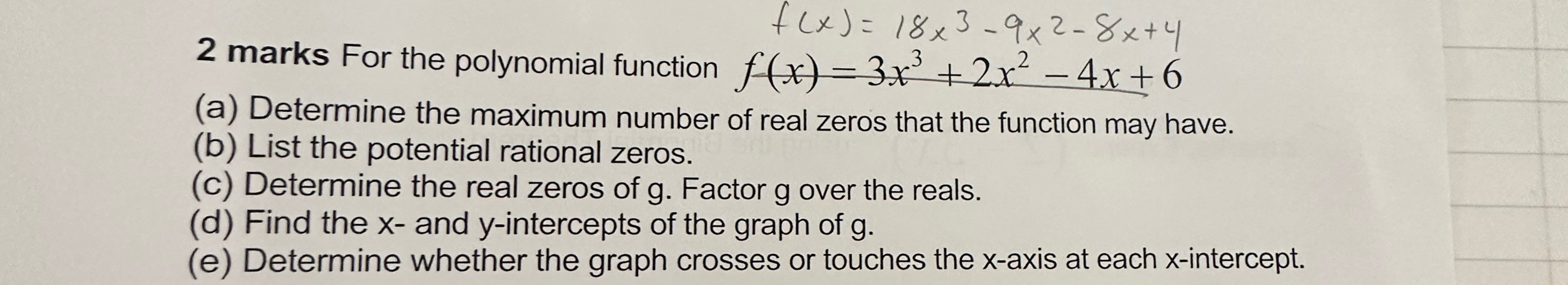 Solved 2 ﻿marks For the polynomial function | Chegg.com