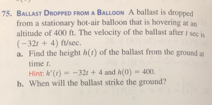 Solved 75. BALLAST DROPPED FROM A BALLOON А ballast is | Chegg.com