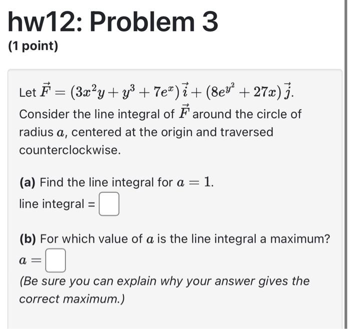 Solved hw12: Problem 3 (1 point) Let | Chegg.com