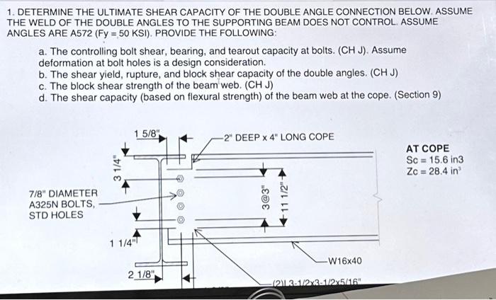 Solved 1. DETERMINE THE ULTIMATE SHEAR CAPACITY OF THE | Chegg.com