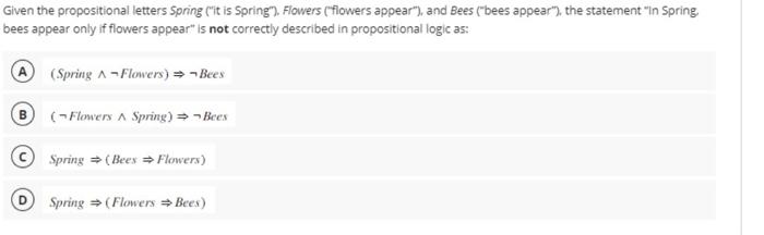 Solved Given the propositional letters Spring ("it is | Chegg.com