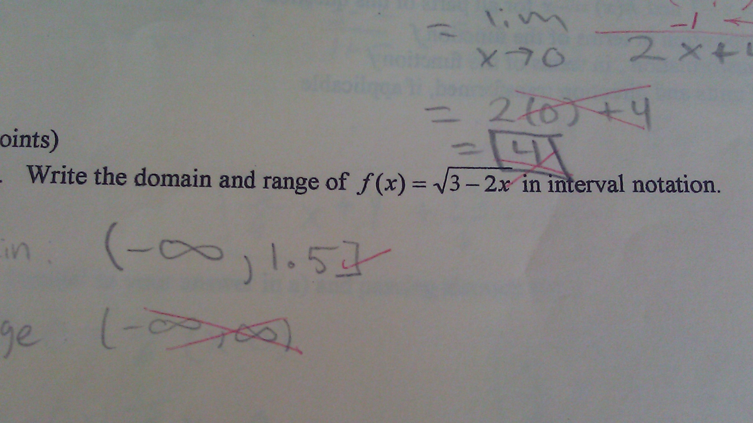 Solved Write the domain and range of f (x) = in interval | Chegg.com