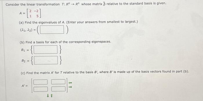 Solved sider the linear transformation T:Rn→Rn whose matrix | Chegg.com