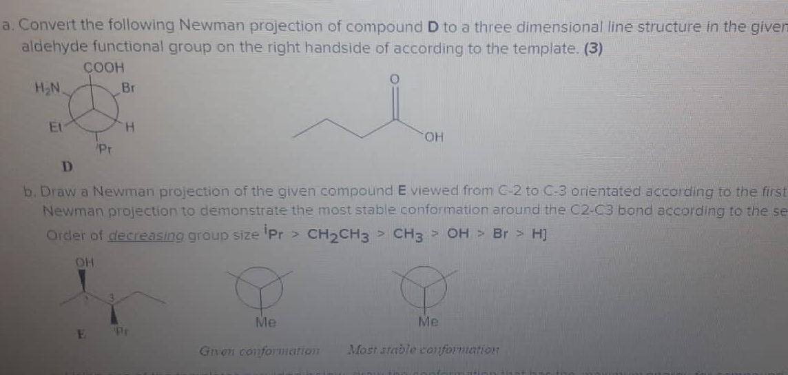Solved a. Convert the following Newman projection of | Chegg.com