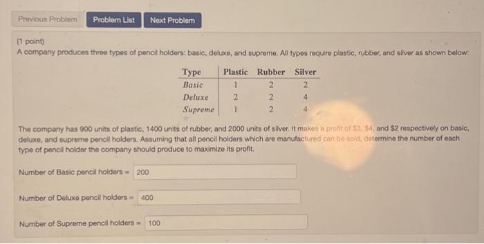 Solved Previous Problem Problem List Next Problem (1 point) | Chegg.com