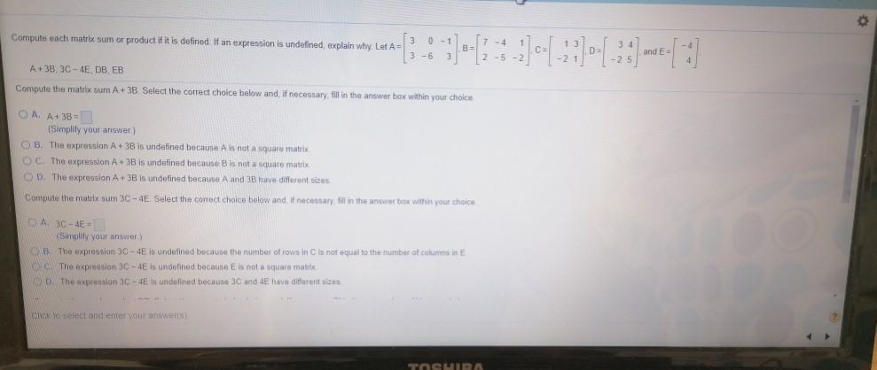 Solved Compute Each Matt Sum Or Product If It Is Defined If 4407