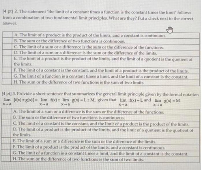 Solved [4 pt] 2. The statement "the limit of a constant | Chegg.com