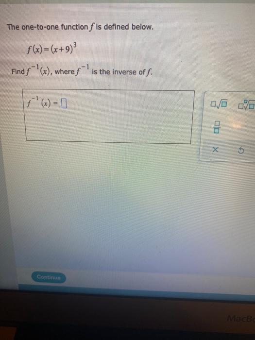 Solved The one-to-one function f is defined below. f(x) = | Chegg.com