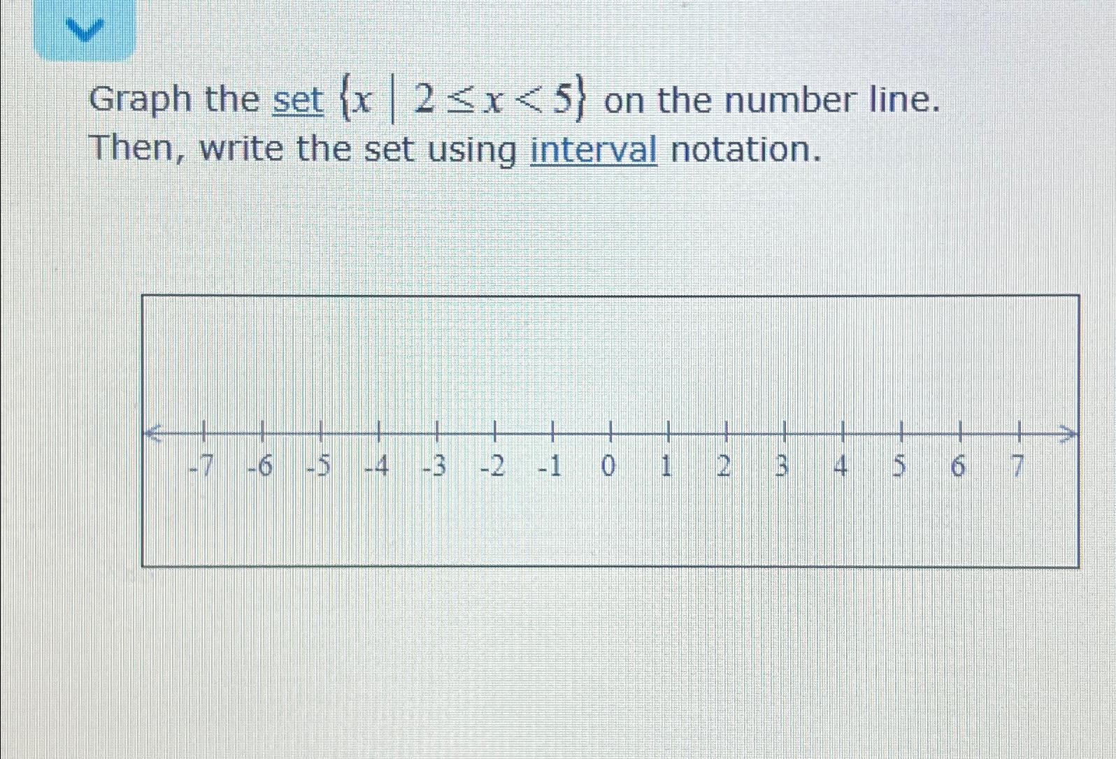Solved Graph the set {x|2≤x