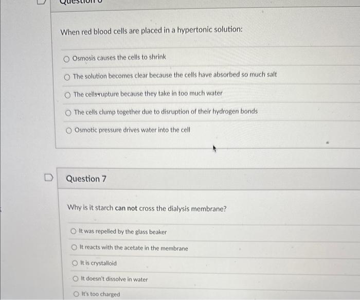 [Solved]: When red blood cells are placed in a hypertonic s