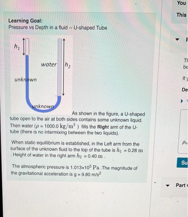 Solved Learning Goal: Pressure vs Depth in a fluid -. | Chegg.com