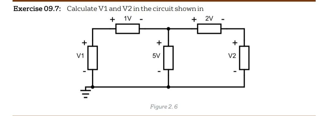 Solved Exercise 09.7: Calculate V1 and V2 in the circuit | Chegg.com