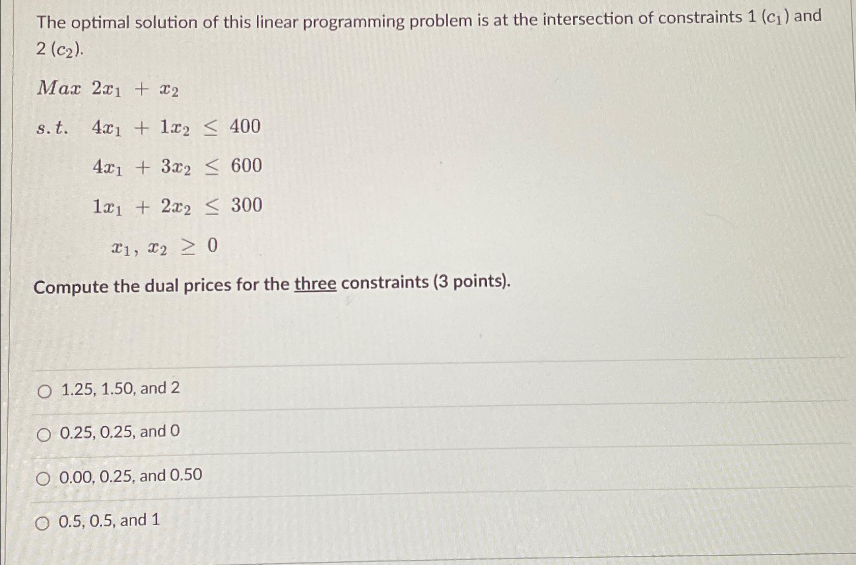 Solved The optimal solution of this linear programming | Chegg.com