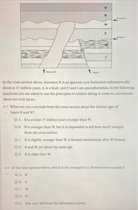 Solved B w P IN FA In the cross section above, intrusion N | Chegg.com