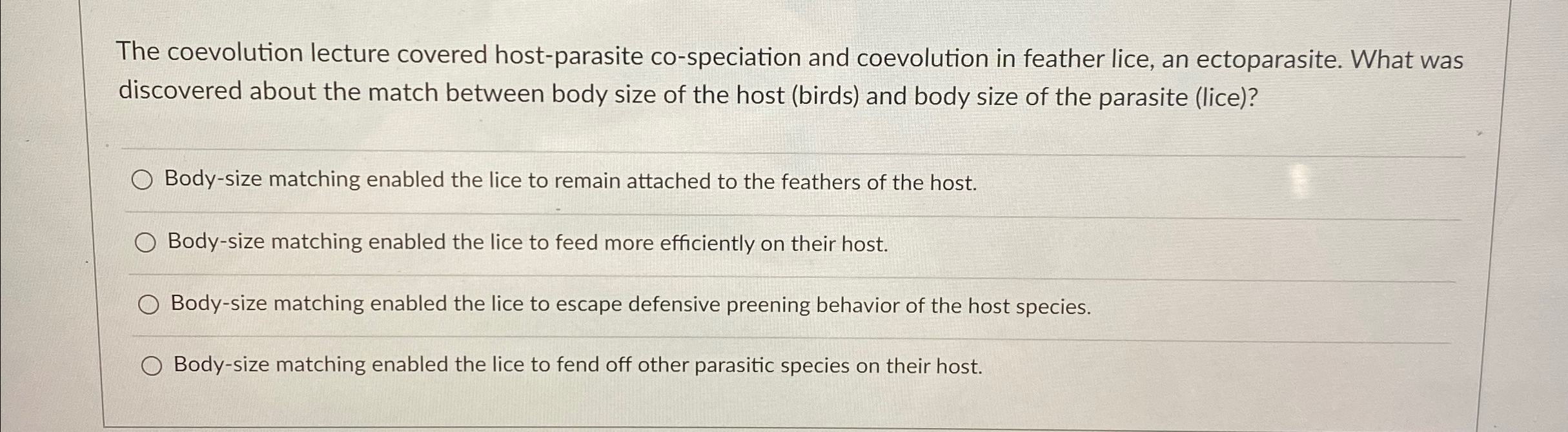 Solved The coevolution lecture covered host-parasite | Chegg.com