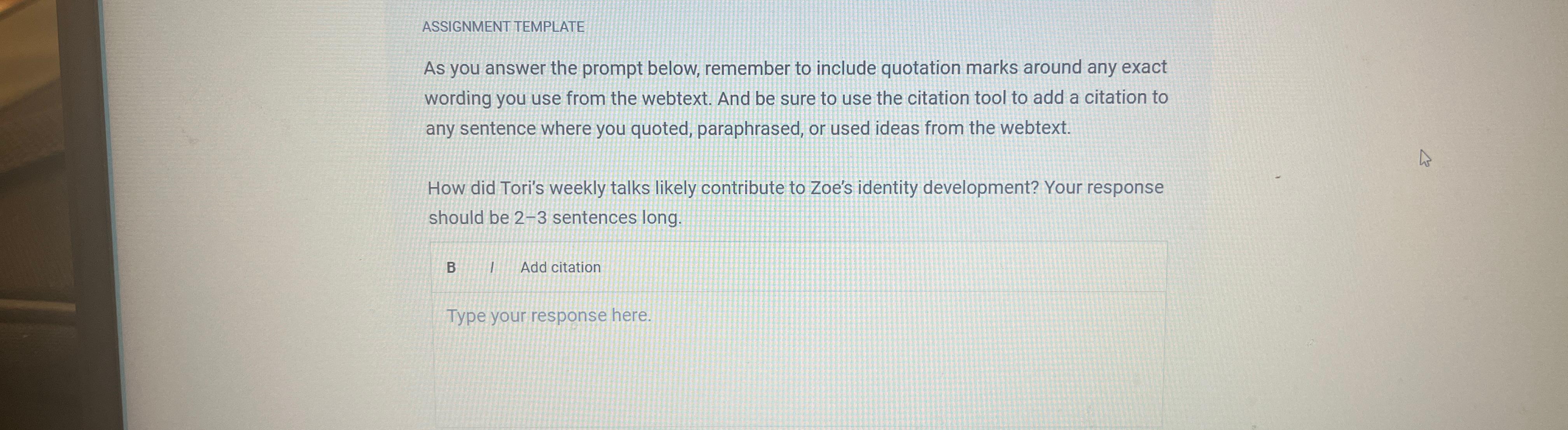 Solved ASSIGNMENT TEMPLATEAs you answer the prompt below, | Chegg.com