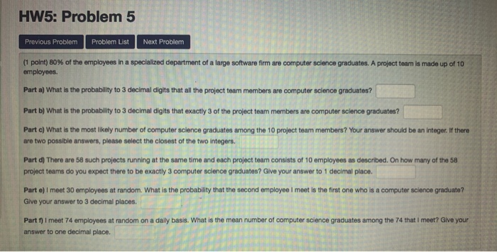 Solved HW5: Problem 5 Previous Problem Problem List Next | Chegg.com