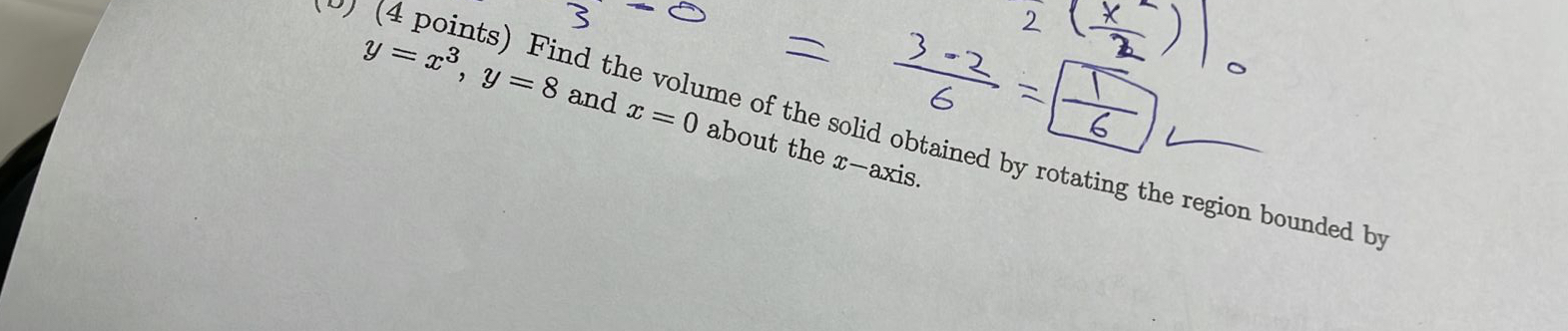 Solved (4 ﻿points) ﻿Fi 3=3*2(x22)0y=x3,y=8 ﻿find the volume | Chegg.com