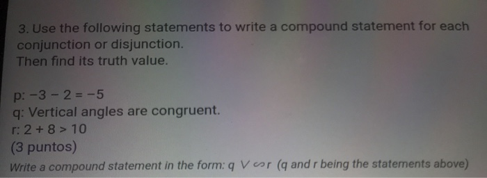Solved 3. Use the following statements to write a compound | Chegg.com