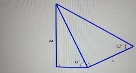 Solved find x triangle A= 35\deg B= 55\deg C=90\deg a=b=64c= | Chegg.com