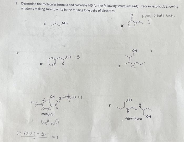 2. Determine the molecular formula and calculate IHD | Chegg.com