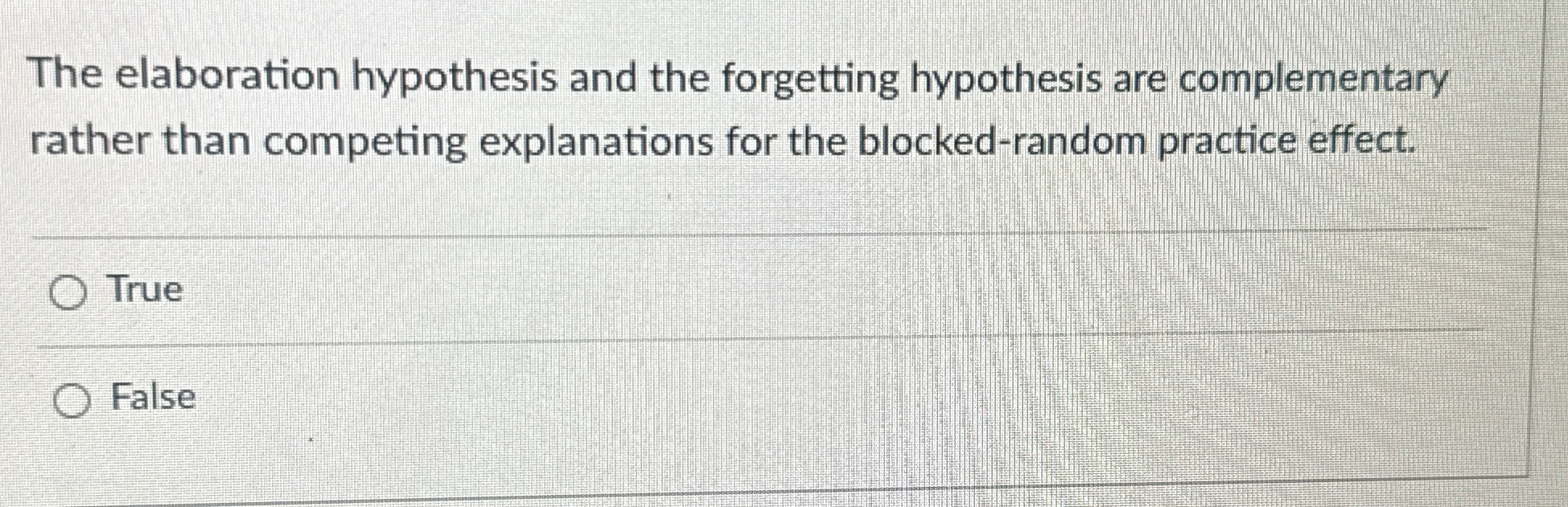 Solved The elaboration hypothesis and the forgetting | Chegg.com