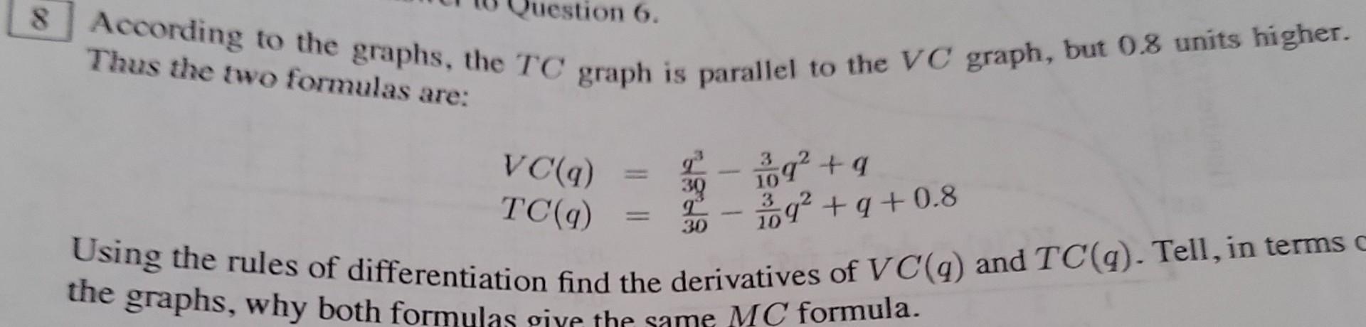 Solved stion 6. 8 According to the graphs, the TC graph is | Chegg.com