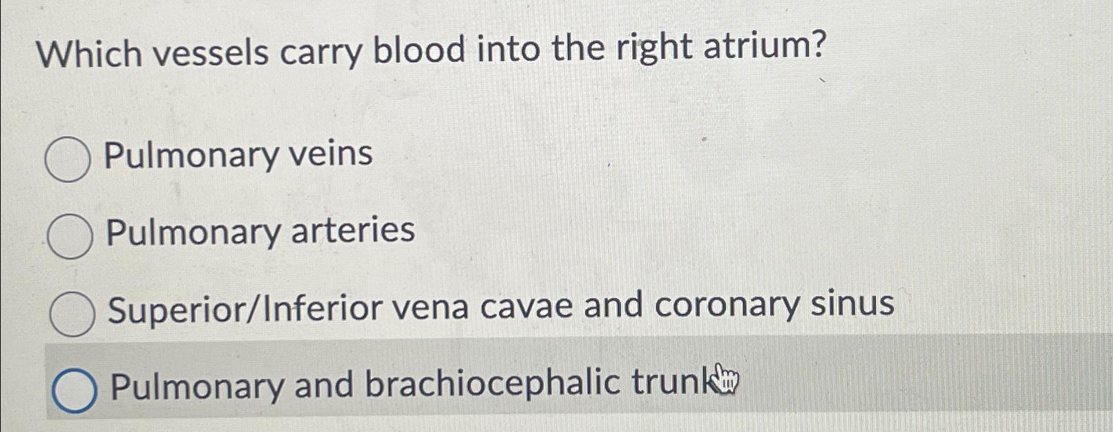 Solved Which vessels carry blood into the right | Chegg.com