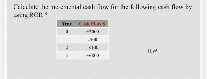 Solved Calculate the incremental cash flow for the following | Chegg.com