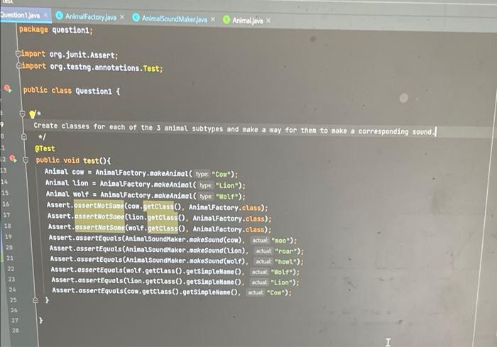 Solved Question 1.javax C Animal Factory.java | Chegg.com