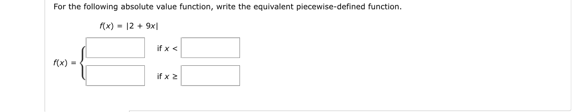 Solved For the following absolute value function, write the | Chegg.com