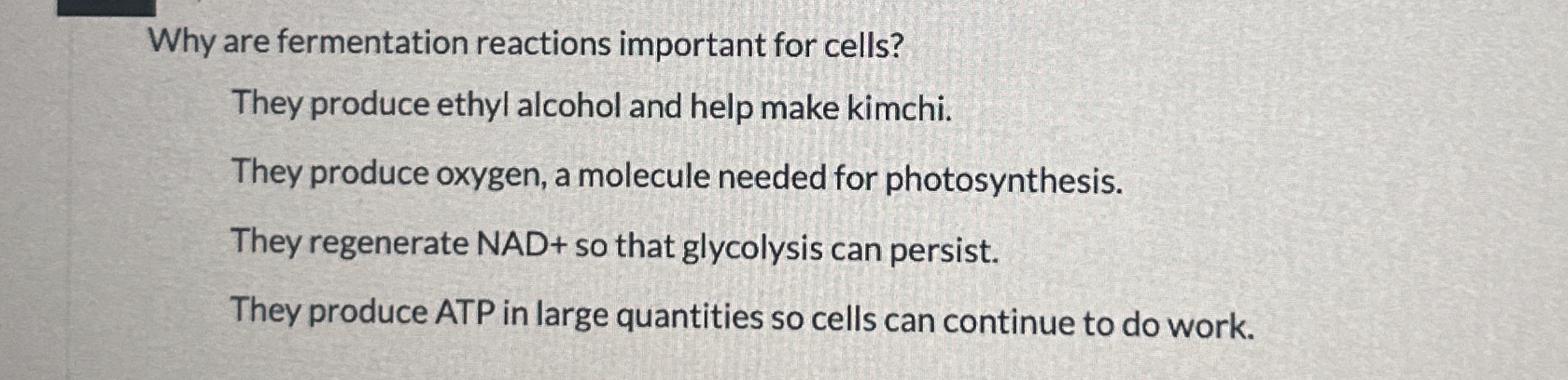 Solved Why are fermentation reactions important for | Chegg.com